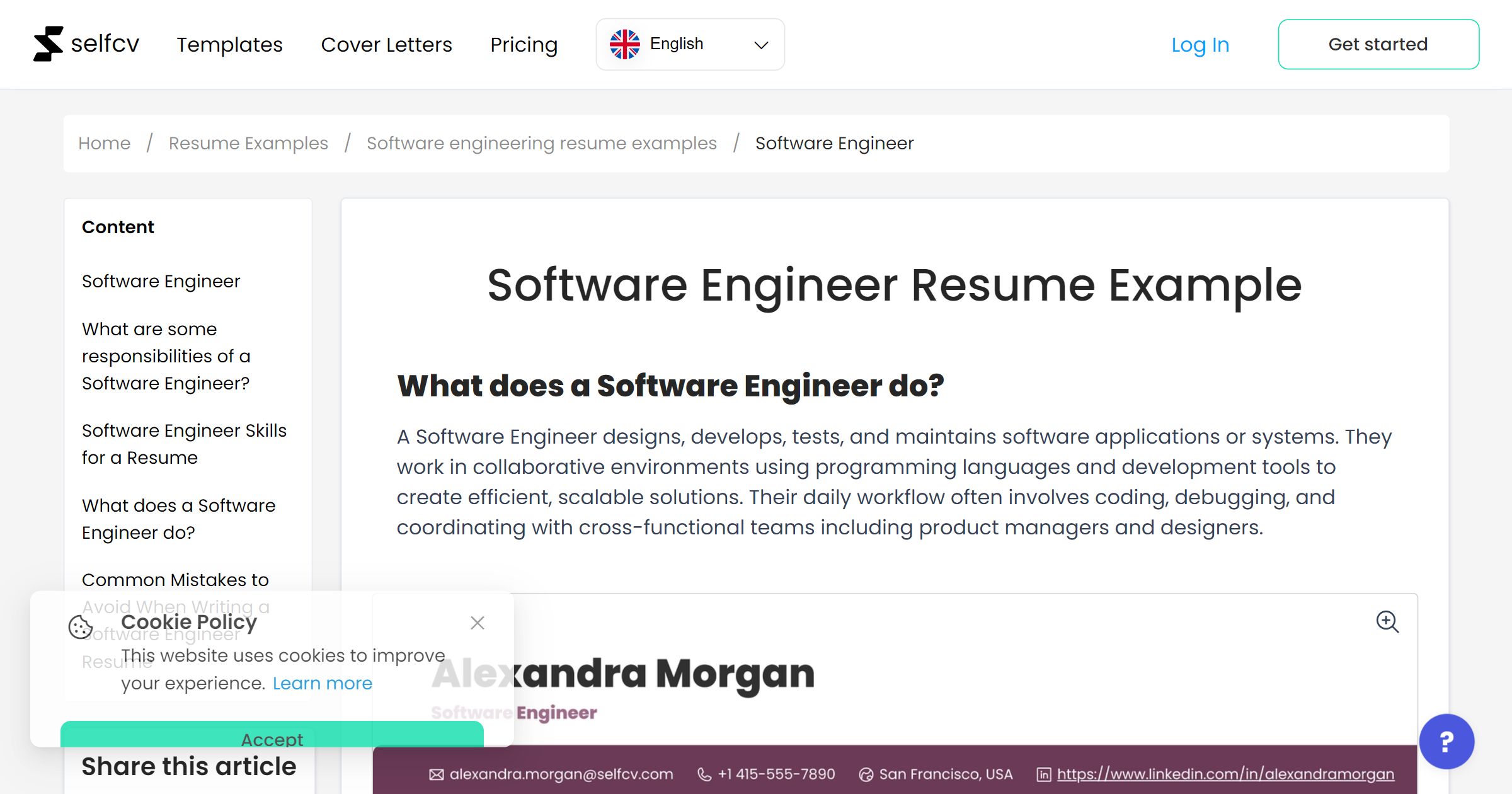 Software Engineer Resume Example