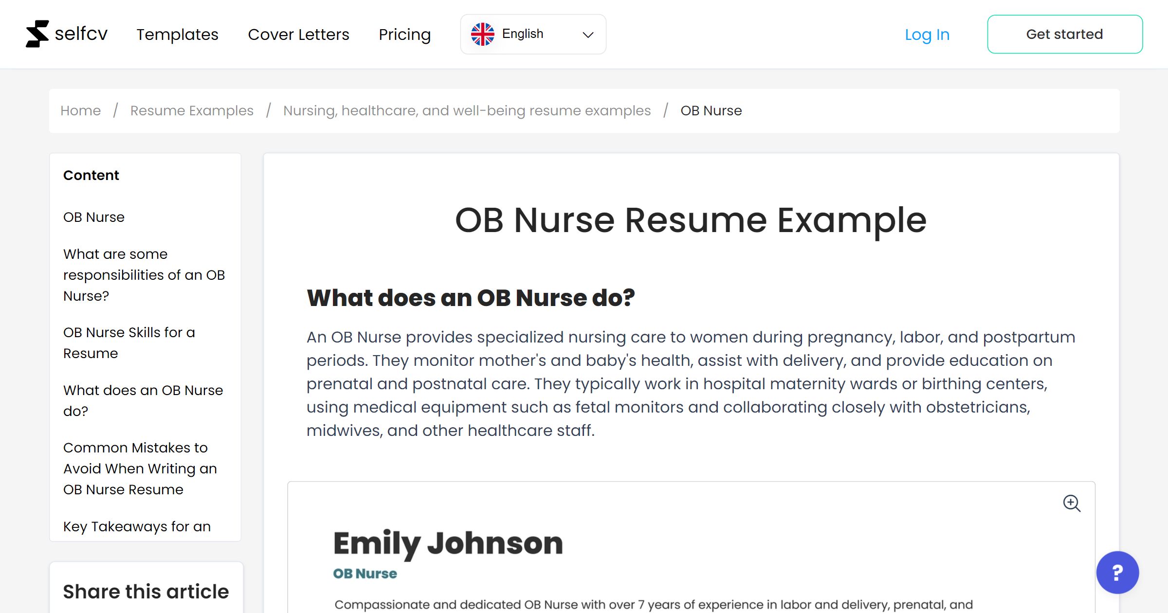 OB Nurse Resume Example