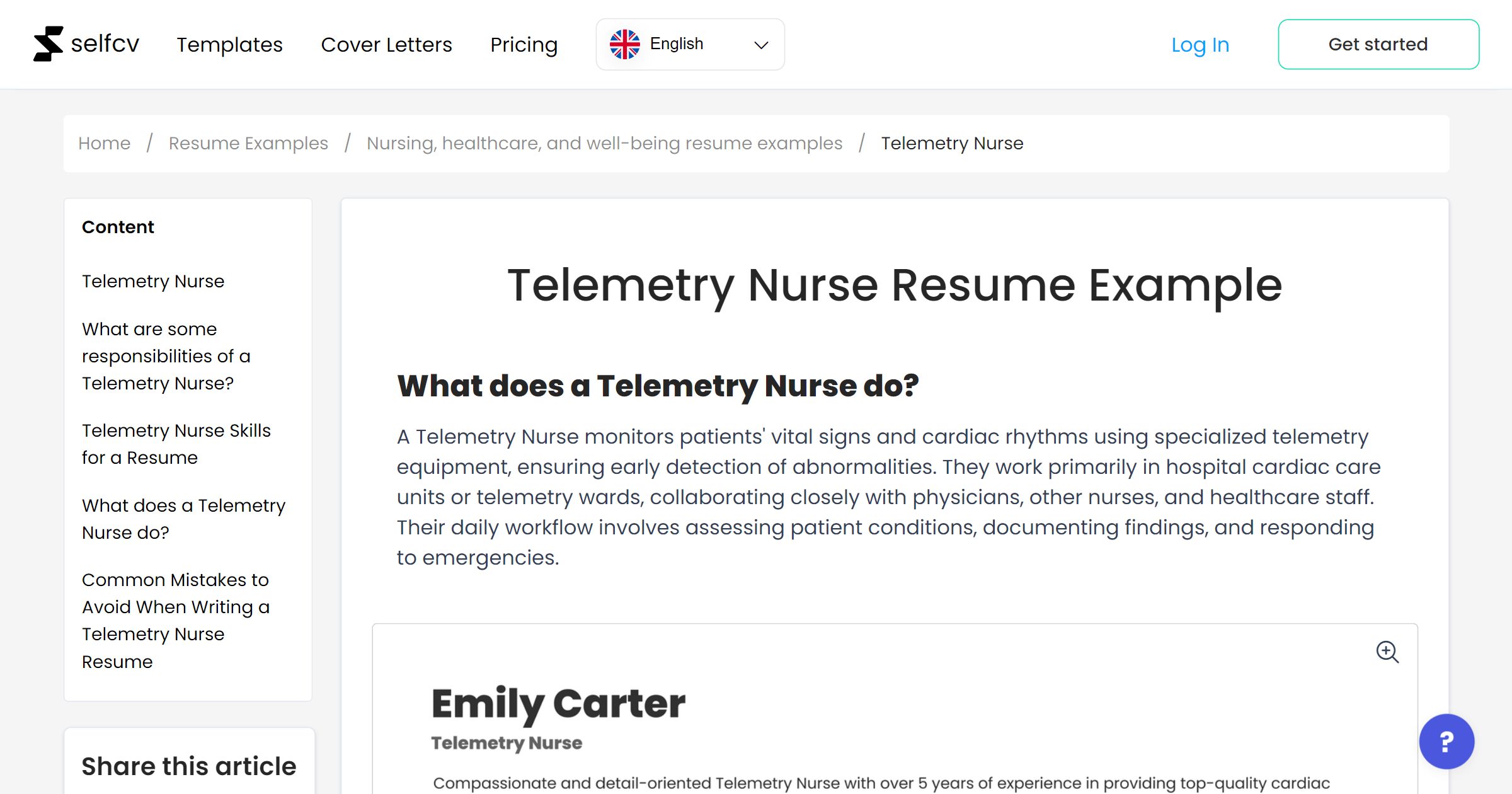 Telemetry Nurse Resume Example