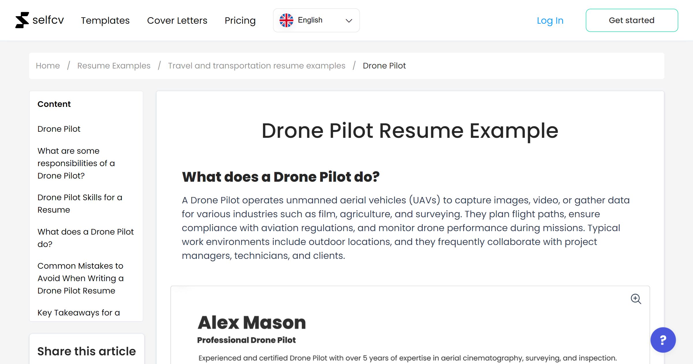 Drone Pilot Resume Example