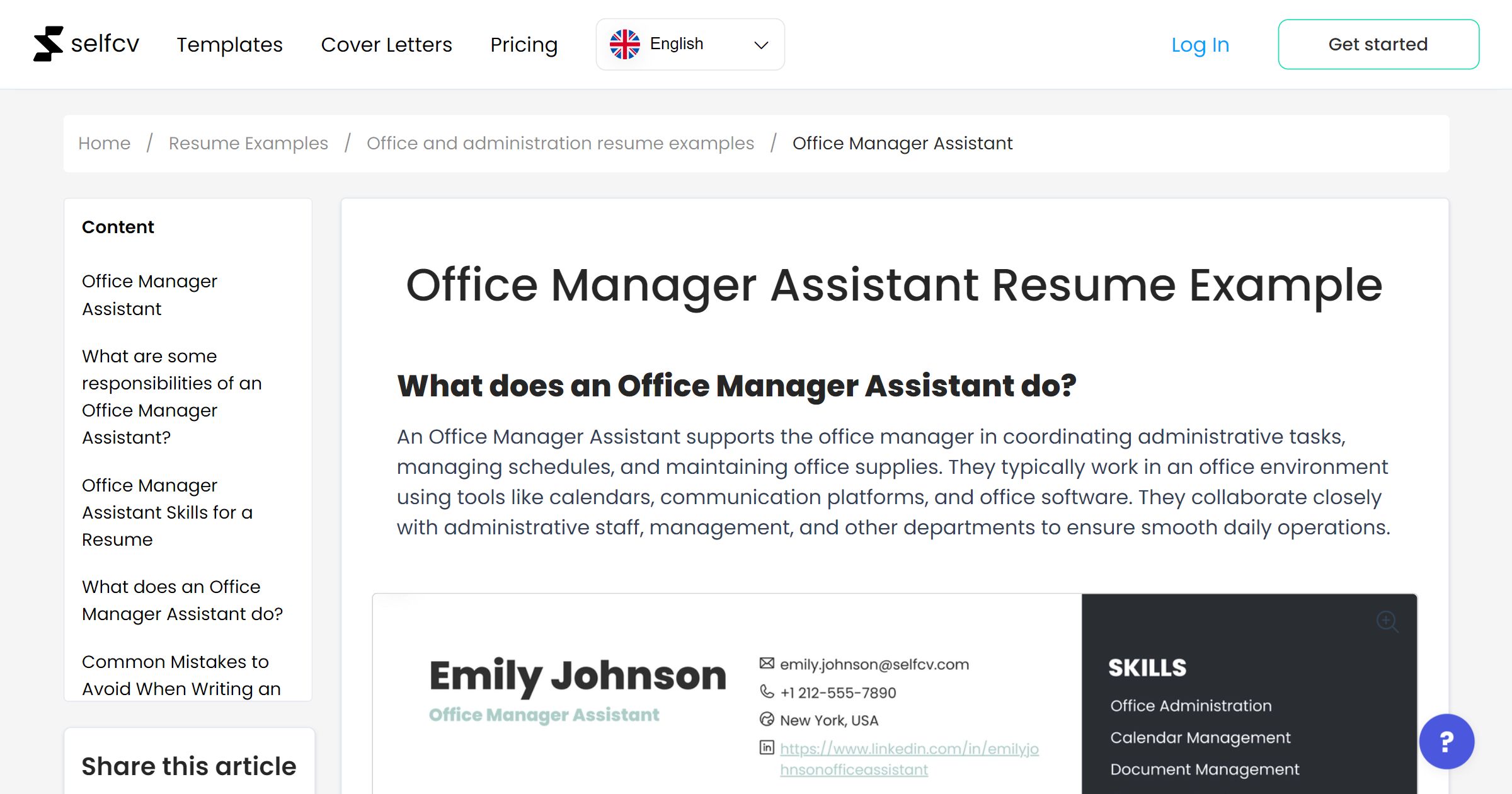 Office Manager Assistant Resume Example