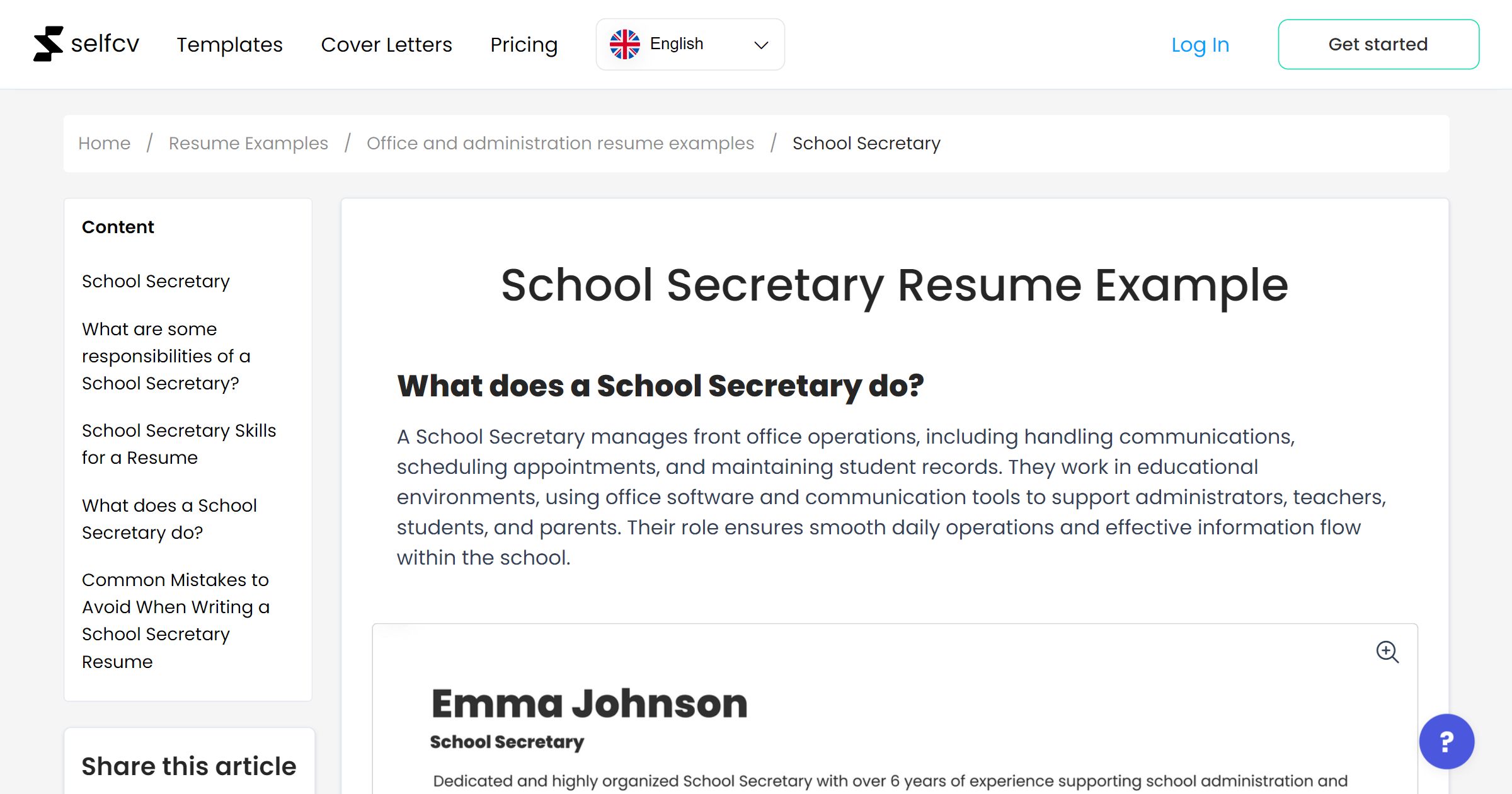 School Secretary Resume Example
