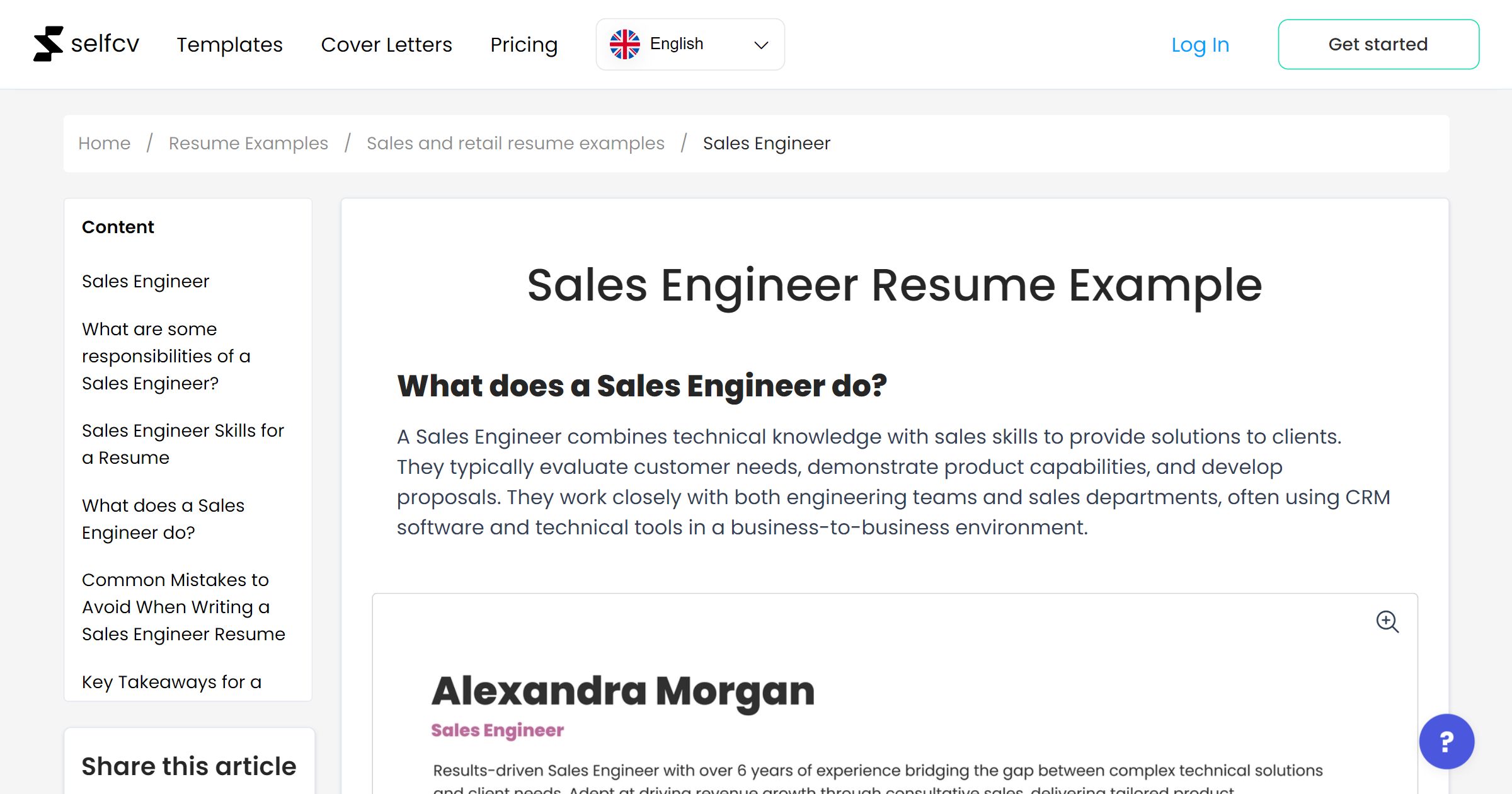 Sales Engineer Resume Example