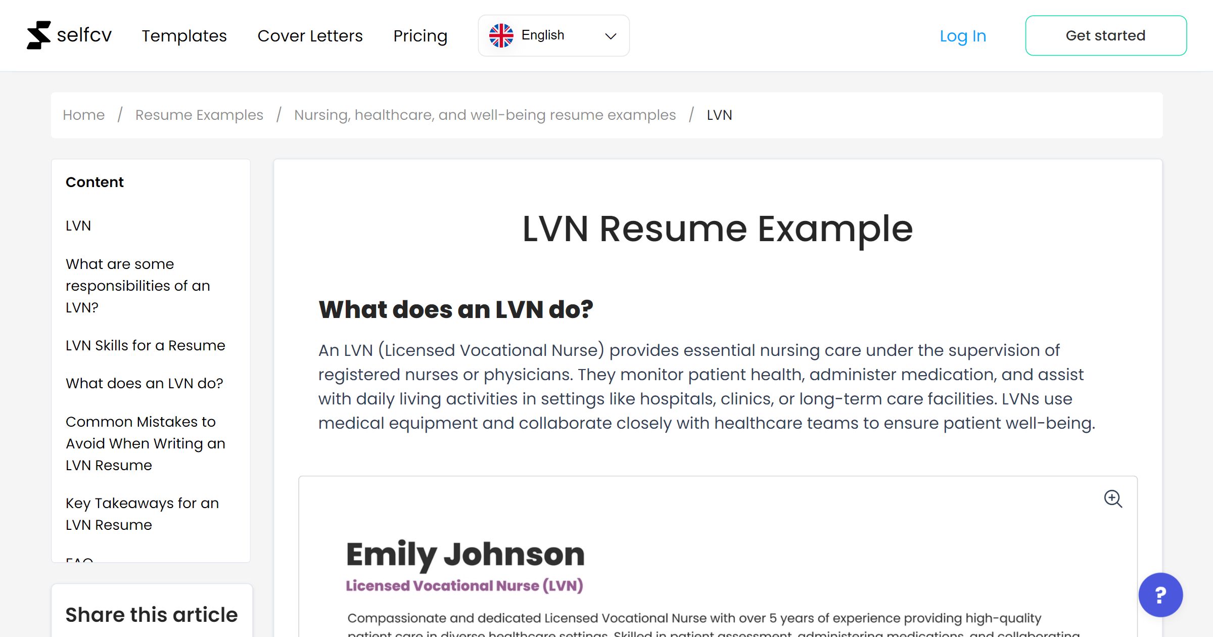 LVN Resume Example