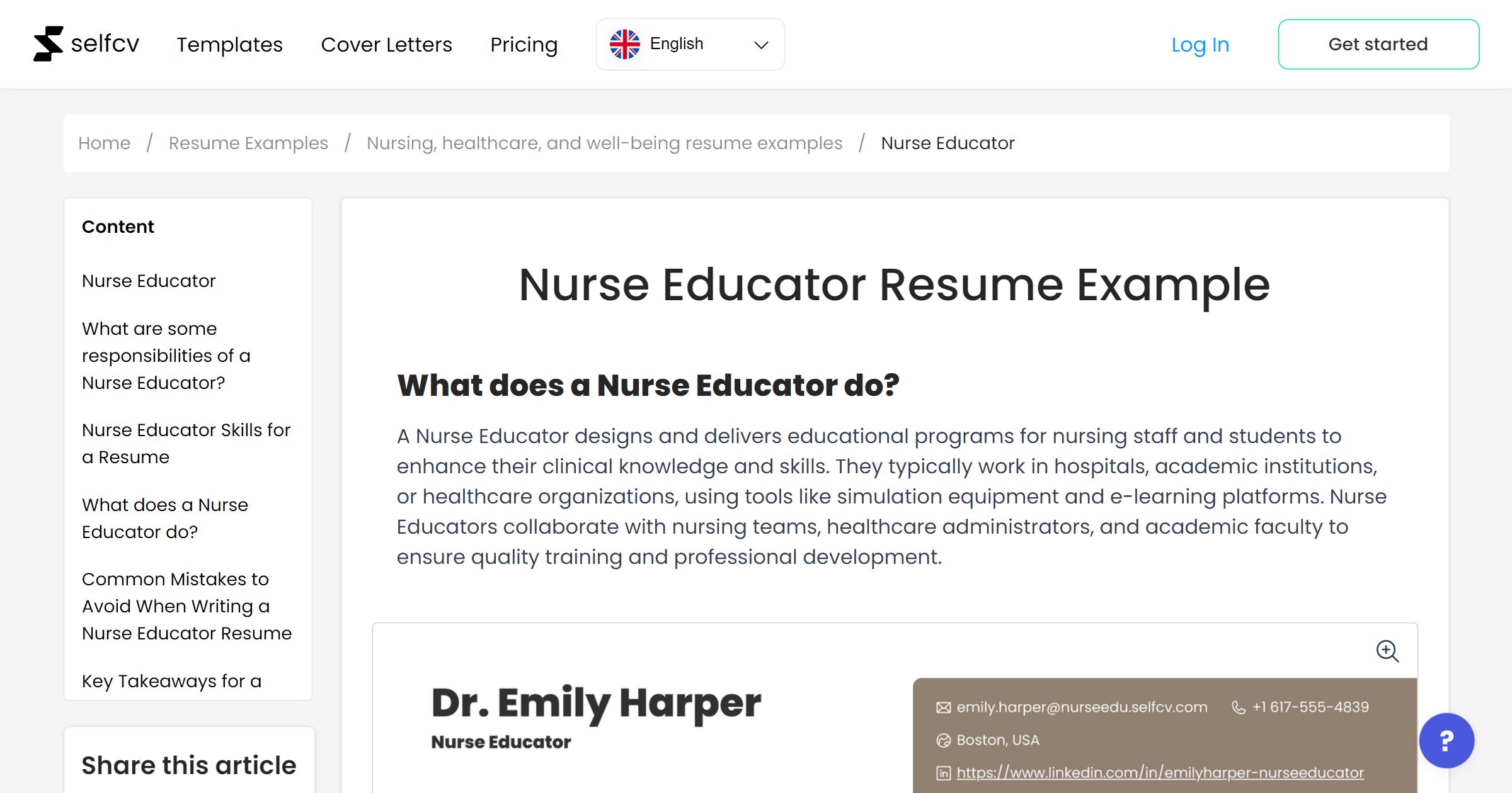 Nurse Educator Resume Example