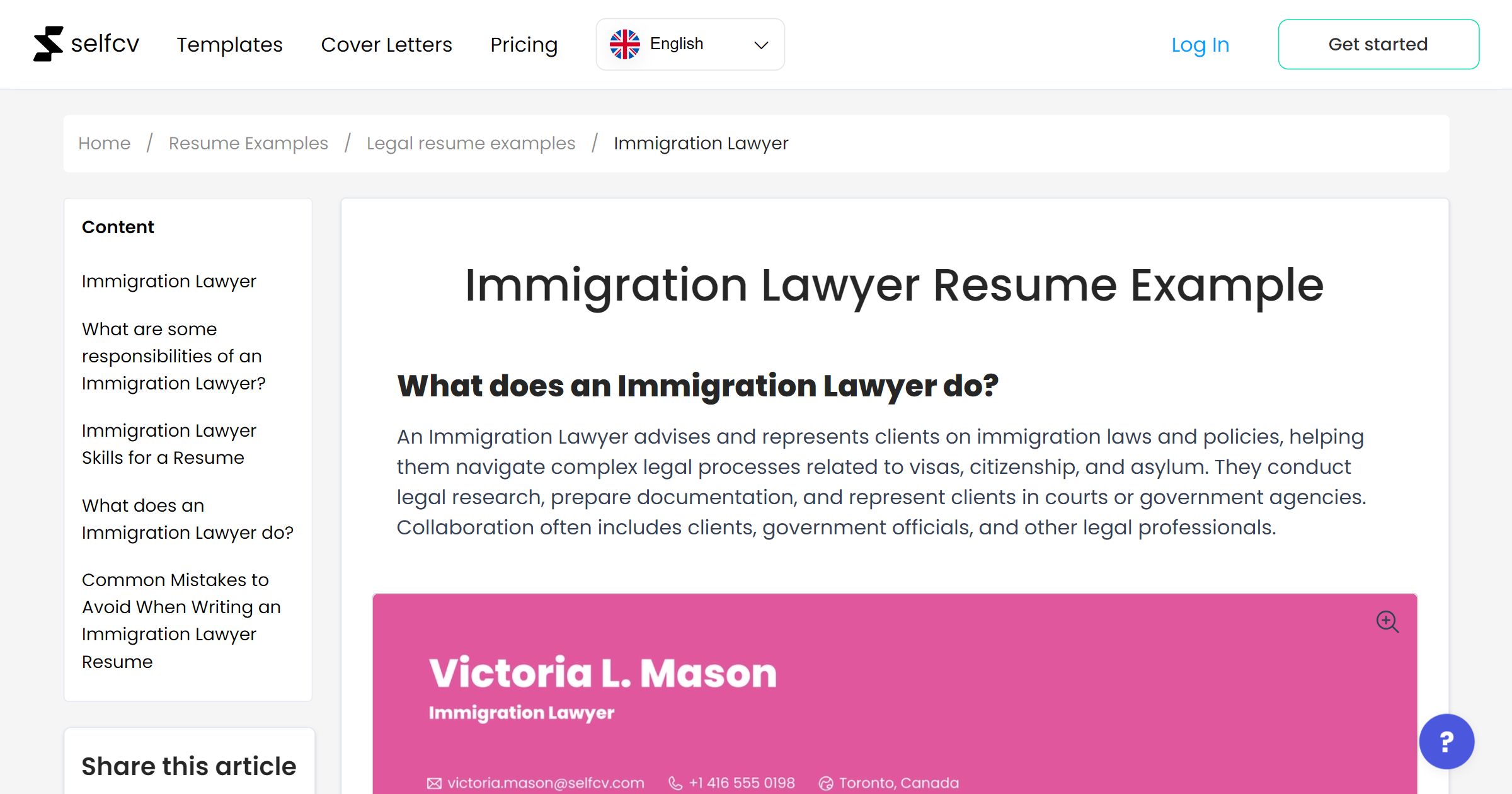 Immigration Lawyer Resume Example